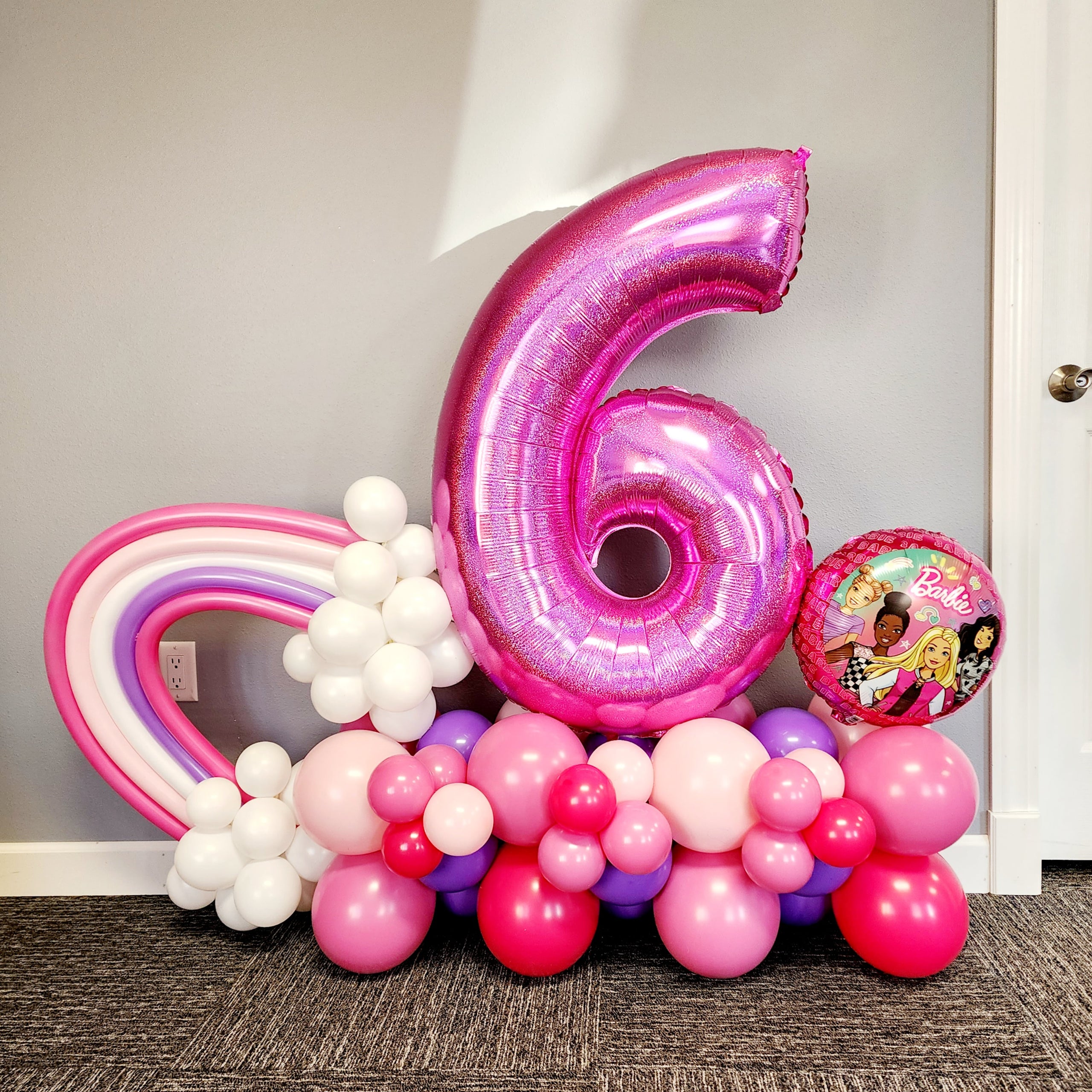 Barbie rainbow bouquet | Balloon artist and marquee rental service in ...